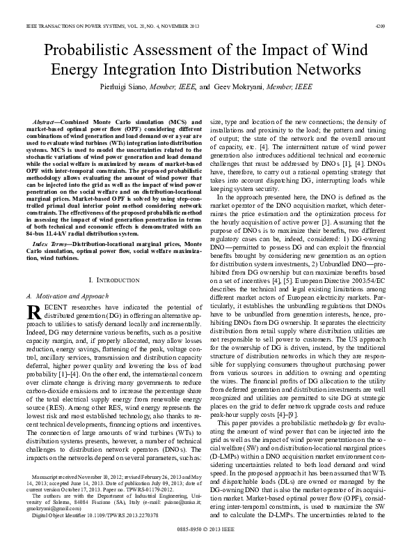 (PDF) Impact of Wind Energy on Distribution Networks