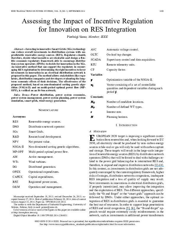 (PDF) Assessing the Impact of Incentive Regulation for Innovation on ...