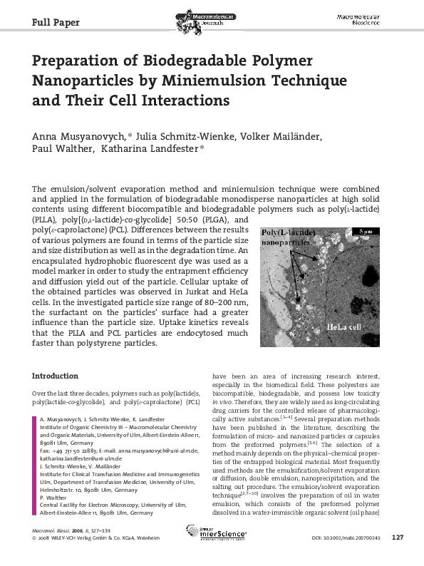 (PDF) Preparation of Biodegradable Polymer Nanoparticles by ...