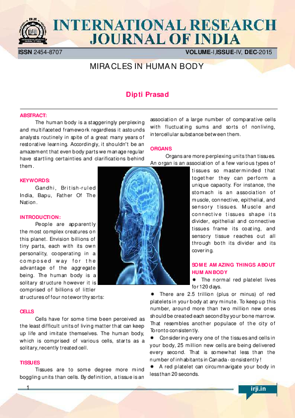 (PDF) MIRACLES IN HUMAN BODY