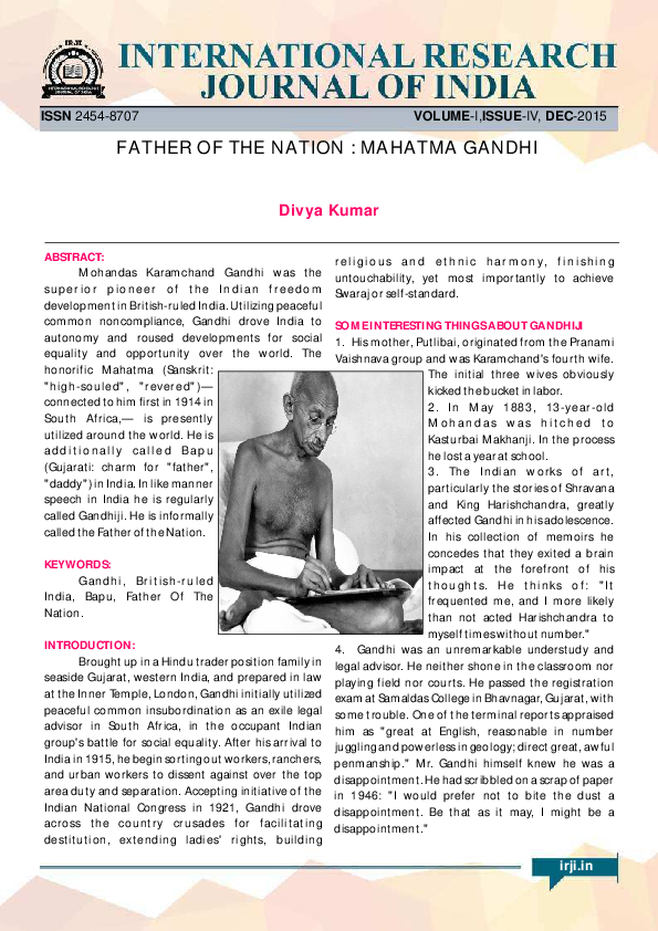 (PDF) FATHER OF THE NATION : MAHATMA GANDHI
