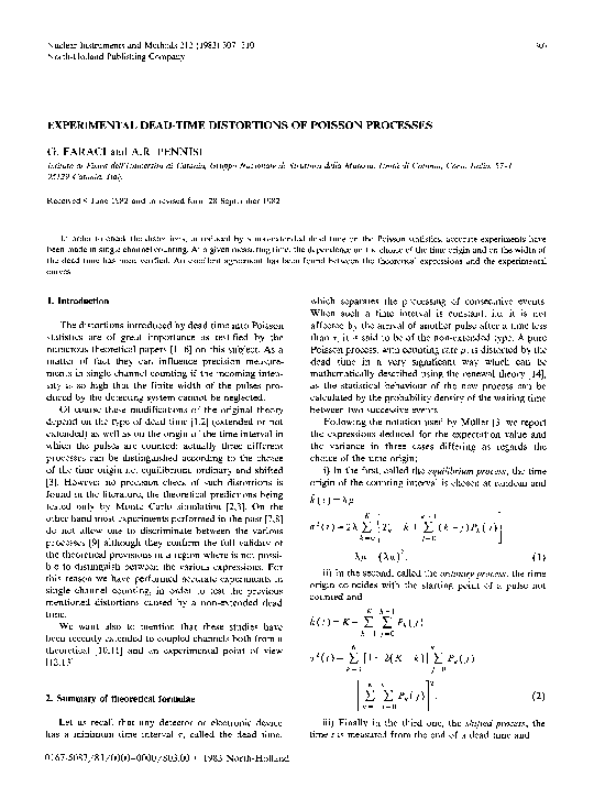 (PDF) Experimental dead-time distortions of poisson processes