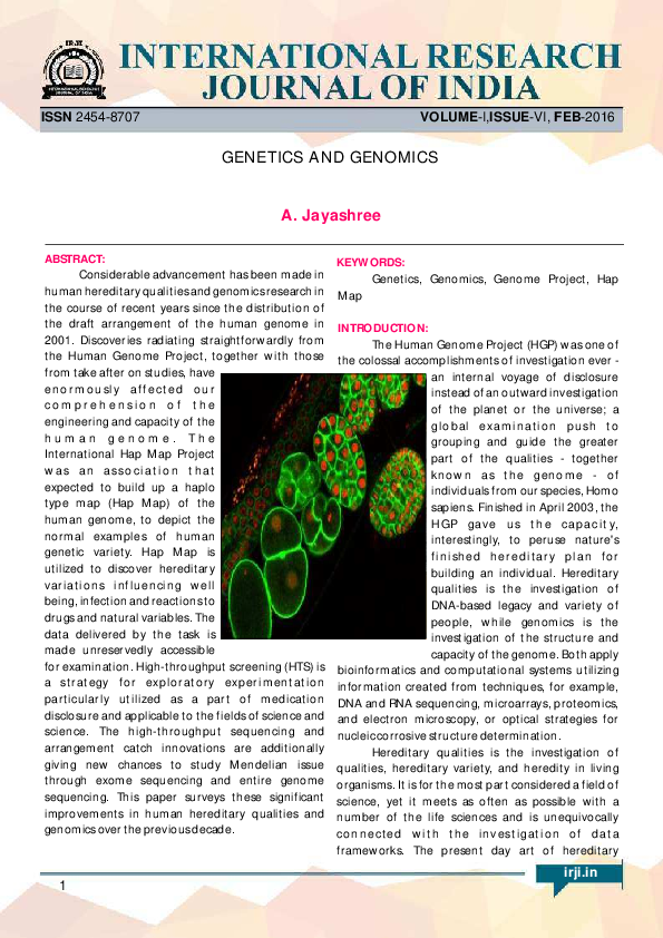 (PDF) GENETICS AND GENOMICS