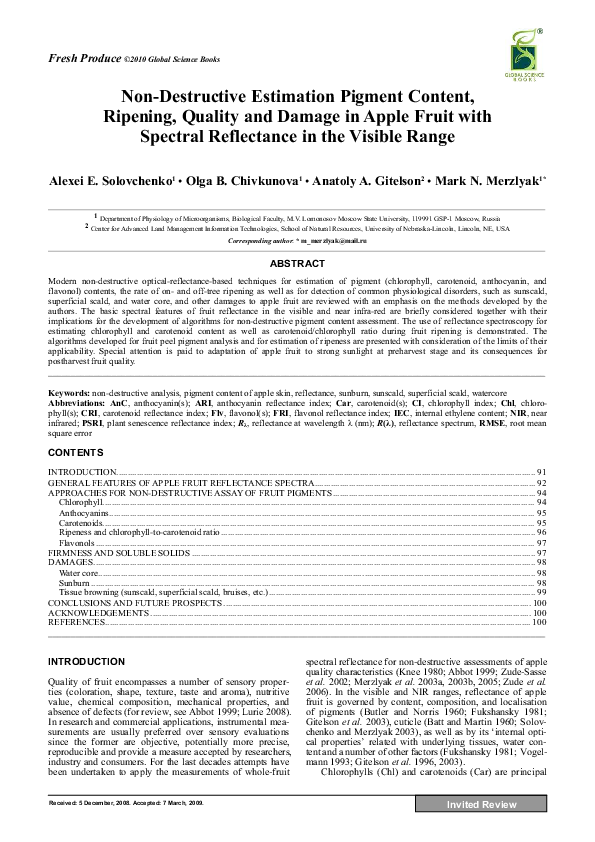 (PDF) Non-Destructive Estimation Pigment Content, Ripening, Quality and ...