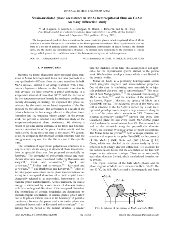 (PDF) Strain-mediated phase coexistence in MnAs heteroepitaxial films on GaAs: An x-ray ...
