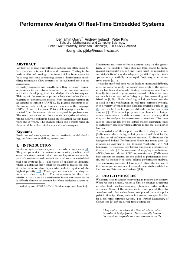 (PDF) PARTES: Performance Analysis of Real-Time Embedded Systems