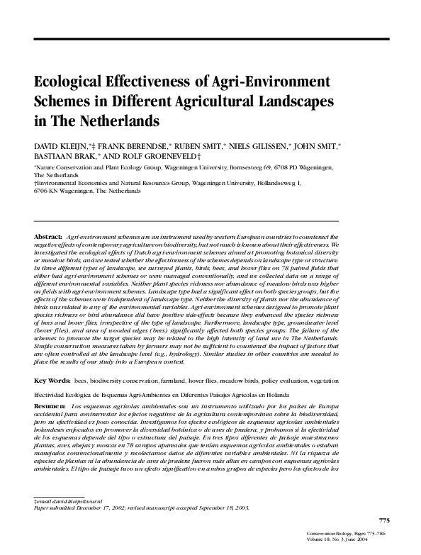 (PDF) Ecological Effectiveness of Agri-Environment Schemes in Different ...