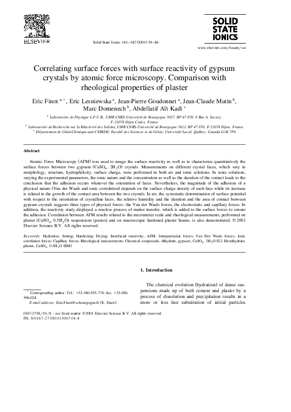 (PDF) Correlating surface forces with surface reactivity of gypsum ...