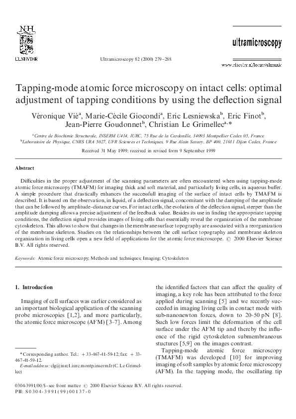 Pdf Tapping Mode Atomic Force Microscopy On Intact Cells Optimal Adjustment Of Tapping