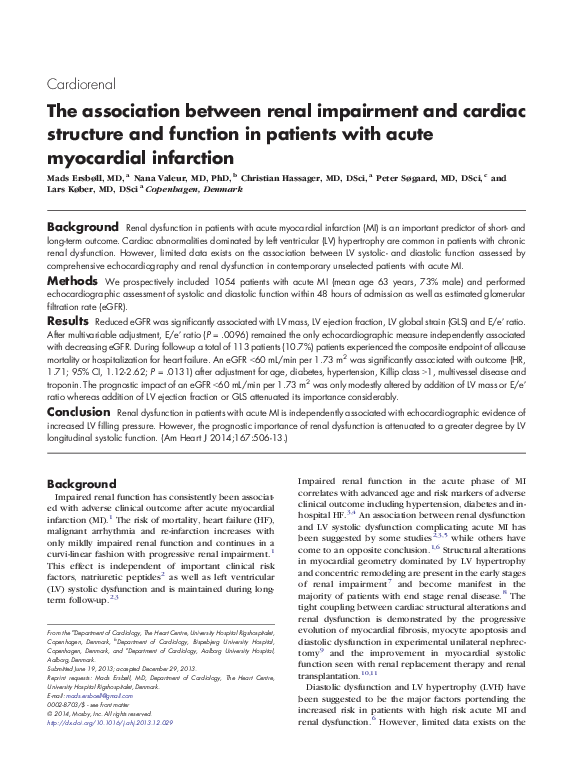 (PDF) The association between renal impairment and cardiac structure ...