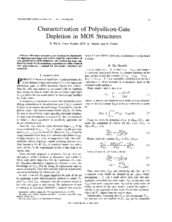 (PDF) Characterization of Polysilicon-Gate Depletion in MOS Structures