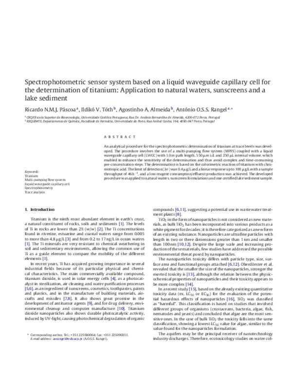 (PDF) Spectrophotometric sensor system based on a liquid waveguide ...