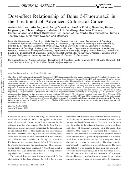 (PDF) Dose-effect Relationship of Bolus 5-Fluorouracil in the Treatment ...