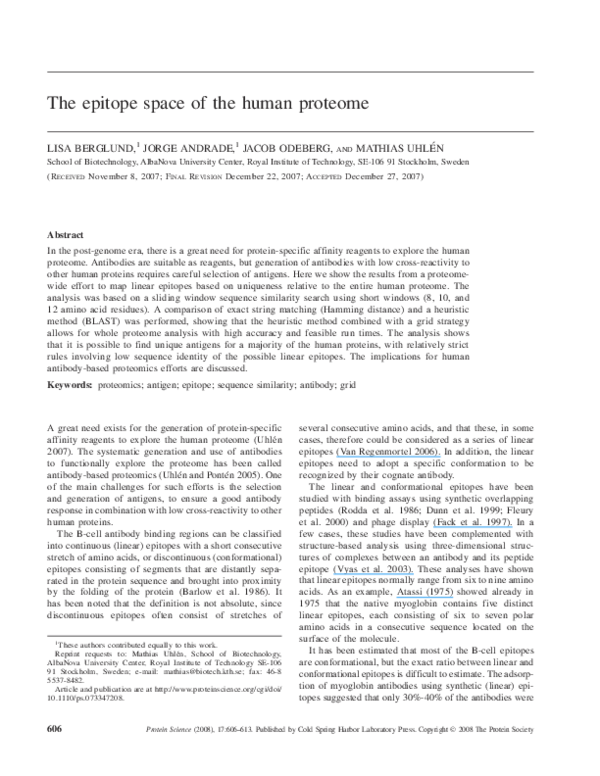 (PDF) The epitope space of the human proteome