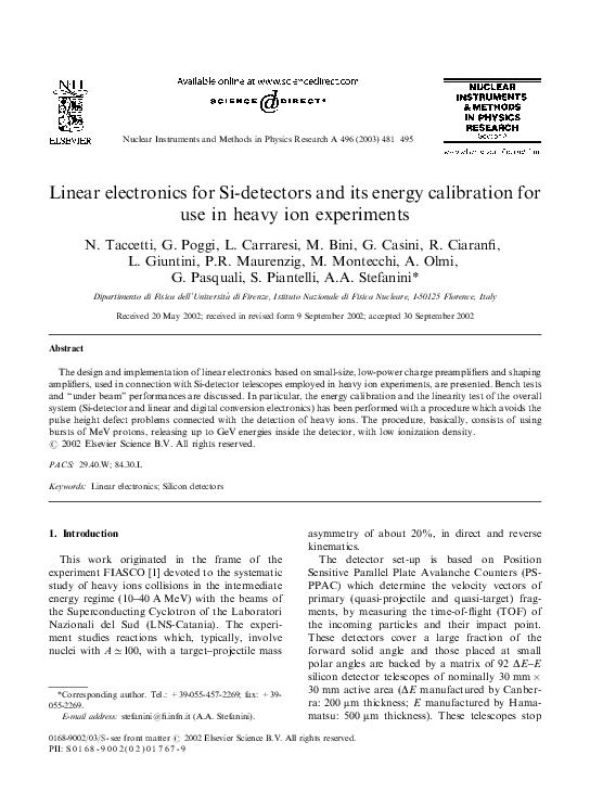 (PDF) Linear Electronics for Si-Detector Energy Calibration