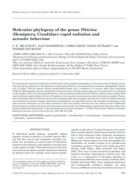 (PDF) Molecular phylogeny of the genus Tibicina (Hemiptera, Cicadidae ...