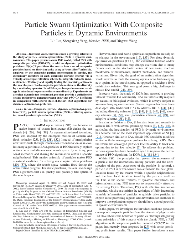 Particle Swarm Optimization With Composite Particles in Dynamic Environments