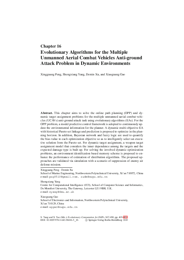 (PDF) Evolutionary Algorithms for the Multiple Unmanned Aerial Combat ...