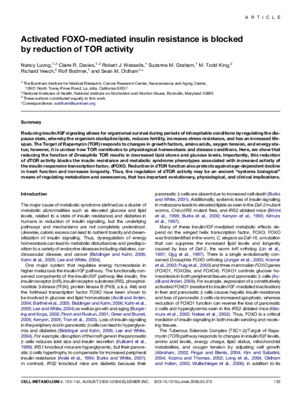 (PDF) Activated FOXO-mediated insulin resistance is blocked by ...
