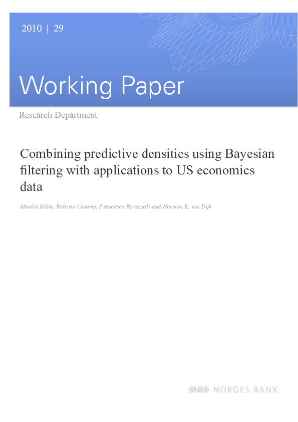 (PDF) Combining Predictive Densities Using Bayesian Filtering with Applications to US Economics Data
