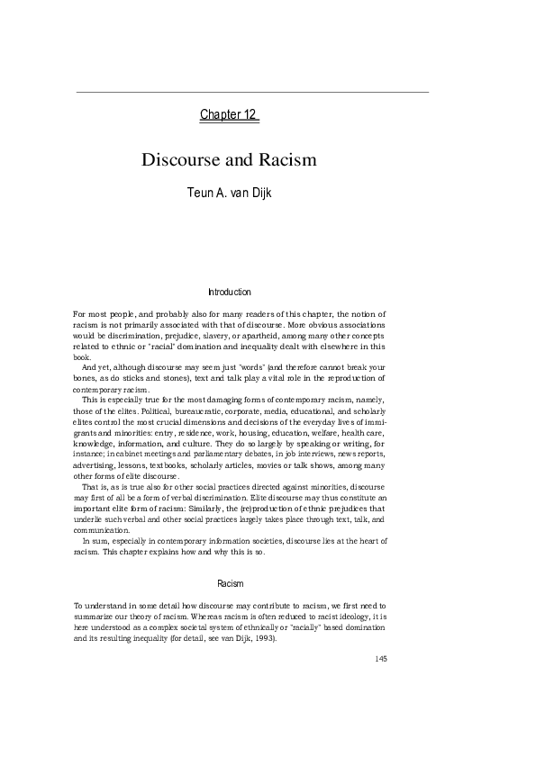 (PDF) Discourse and Racism