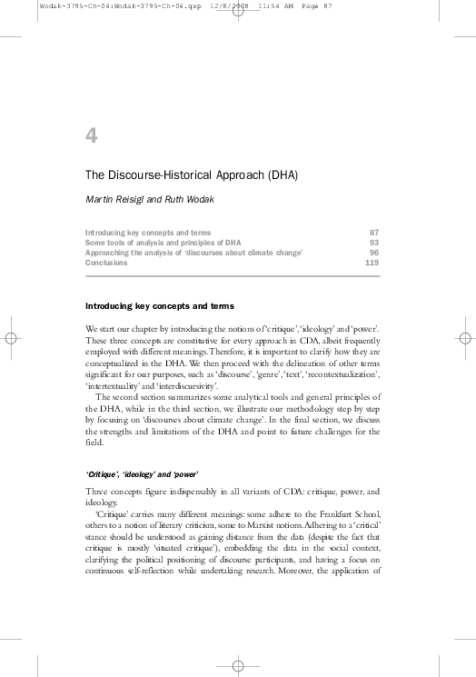 (PDF) The discourse-historical approach (DHA)