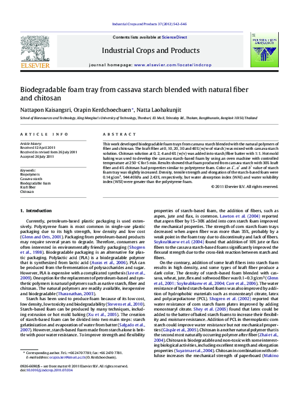 (PDF) Biodegradable foam tray from cassava starch blended with natural ...