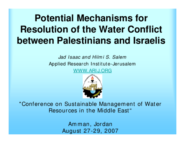 (PDF) Freshwater Security, Conflict, and Cooperation: The Case of the ...
