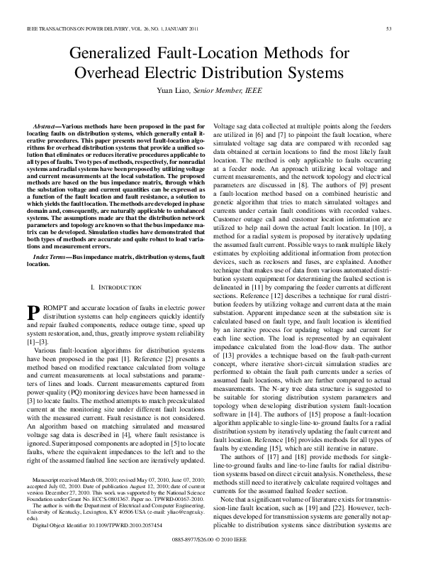(PDF) Generalized Fault-Location Methods for Overhead Electric ...