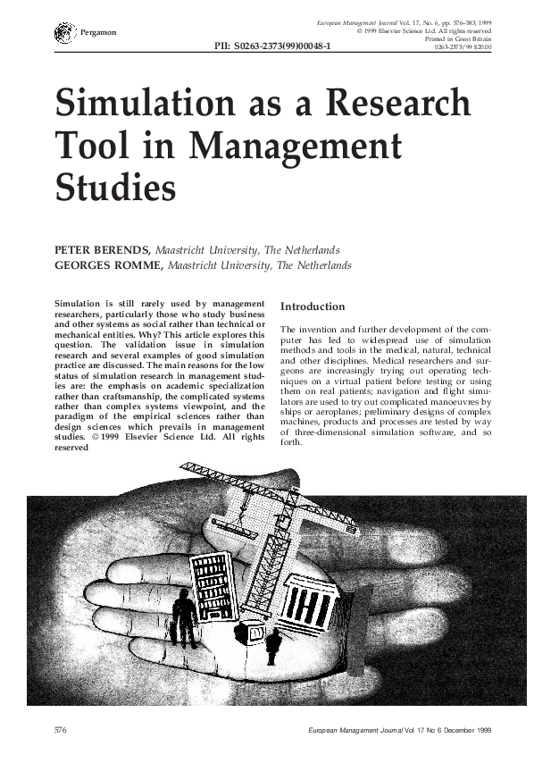 (PDF) Simulation as a research tool in management studies