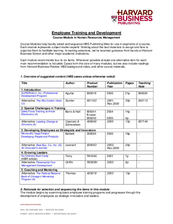 (PDF) Employee Training and Development Course Module in Human ...