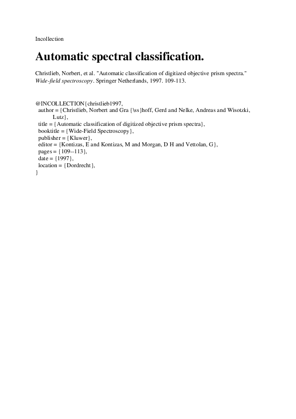 (PDF) Automatic spectral classification