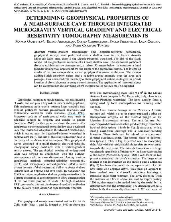 (PDF) Determining Geophysical Properties of a Near-Surface Cave through ...