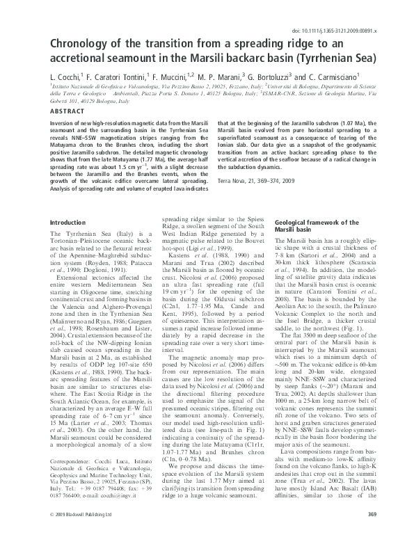 (PDF) Chronology of the transition from a spreading ridge to an ...