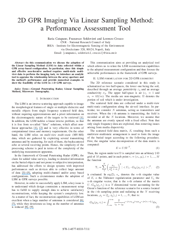 Pdf 2d Gpr Imaging Via Linear Sampling Method A Performance Assessment Tool