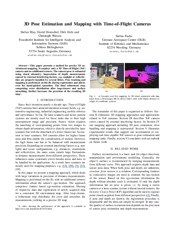(PDF) 3D pose estimation and mapping with time-of-flight cameras