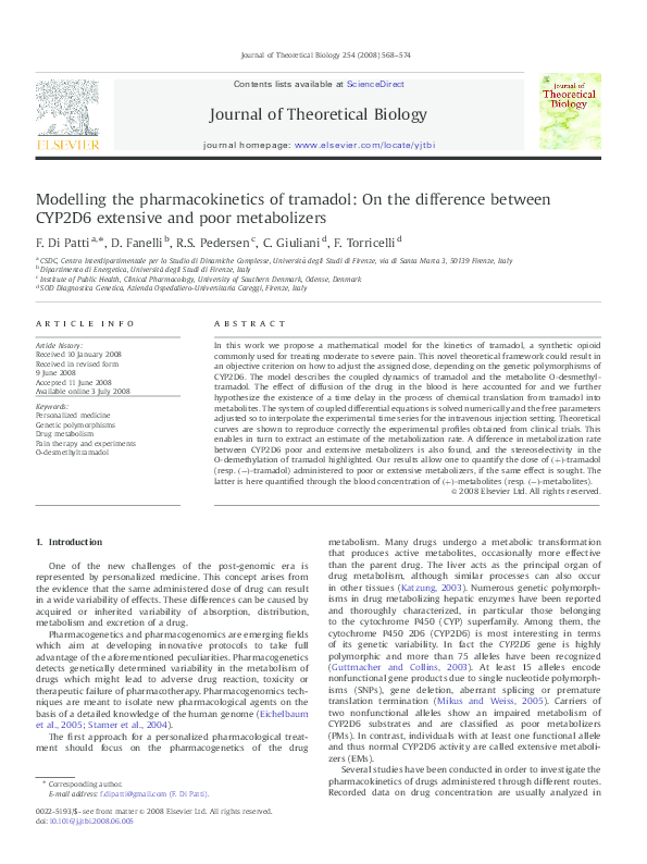 (PDF) Modelling the pharmacokinetics of tramadol: On the difference ...