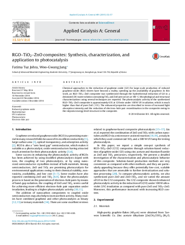 (PDF) RGO–TiO2–ZnO composites: Synthesis, characterization, and ...