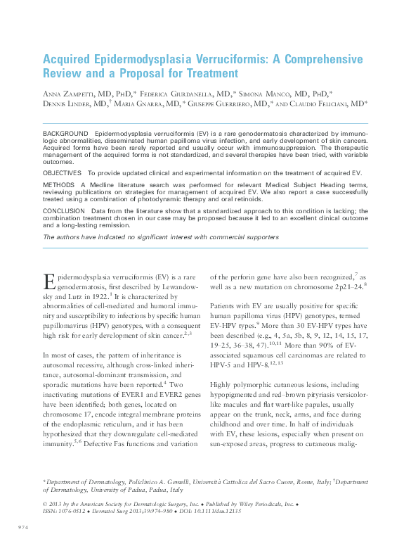 (PDF) Acquired Epidermodysplasia Verruciformis: A Comprehensive Review ...