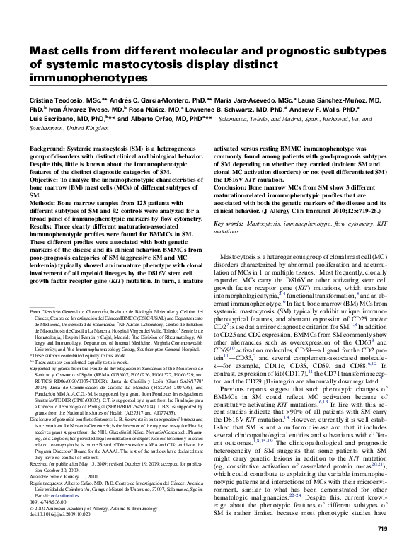(PDF) Mast cells from different molecular and prognostic subtypes of ...