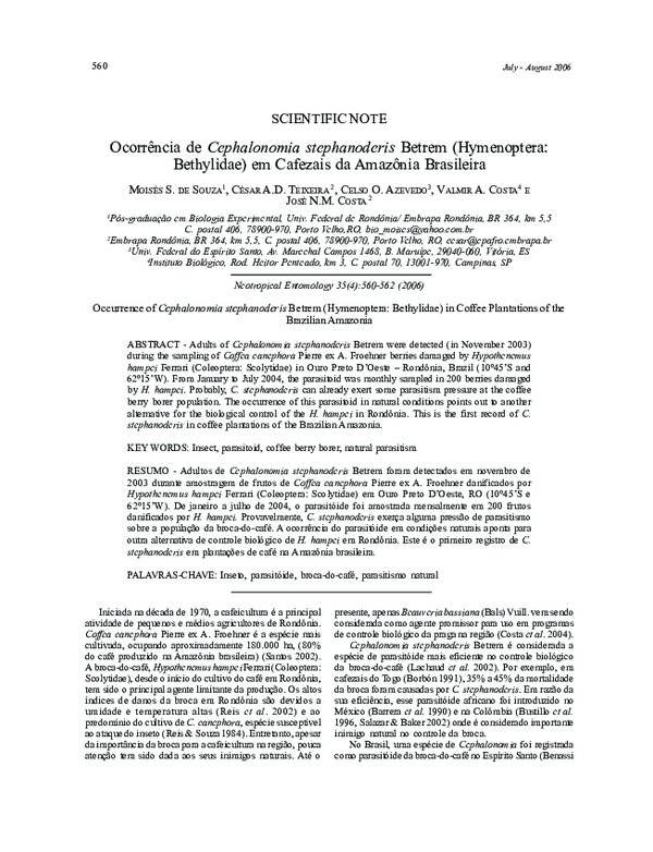 (PDF) Ocorrência de Cephalonomia stephanoderis Betrem (Hymenoptera ...