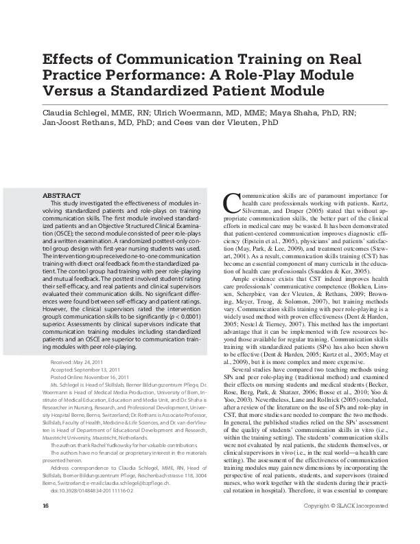 (PDF) Effects of Communication Training on Real Practice Performance: A ...