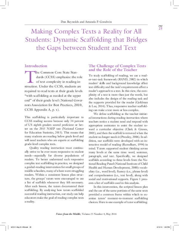 (PDF) Making Complex Texts a Reality for All Students: Dynamic ...