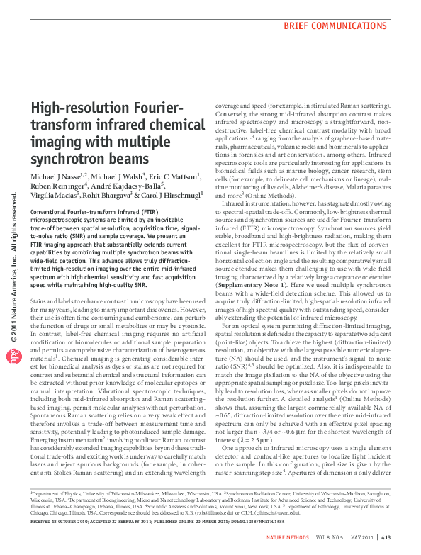 (PDF) High-resolution Fourier-transform infrared chemical imaging with ...