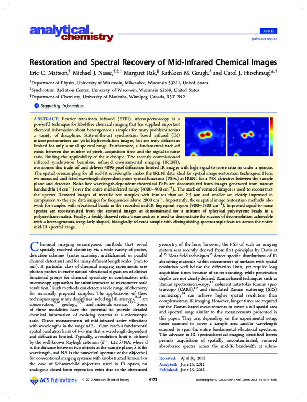 (PDF) Restoration and Spectral Recovery of Mid-Infrared Chemical Images
