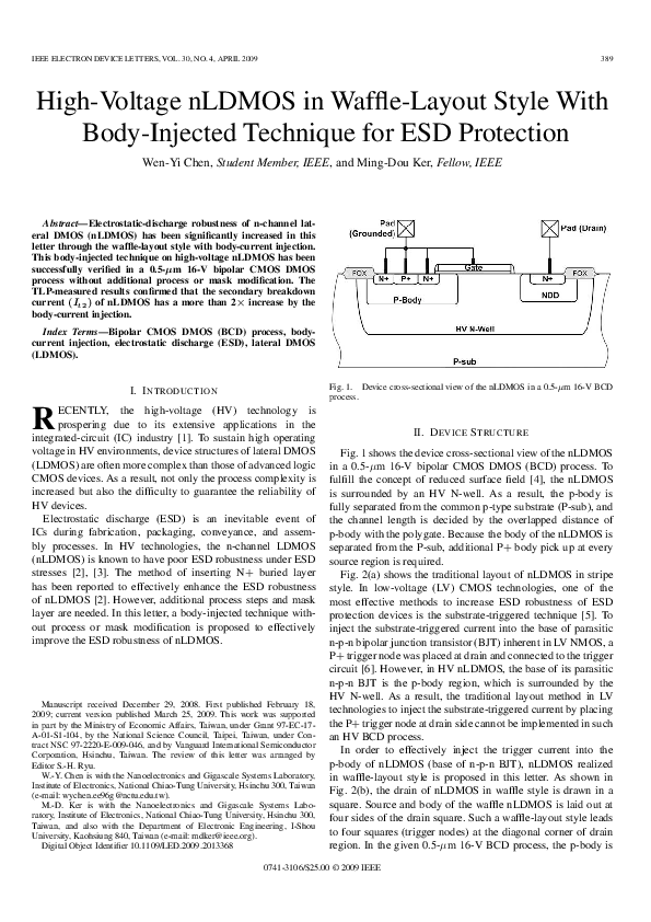 (PDF) High-Voltage nLDMOS in Waffle-Layout Style With Body-Injected ...