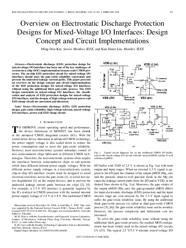 (PDF) Overview on electrostatic discharge protection designs for mixed-voltage I/O interfaces ...