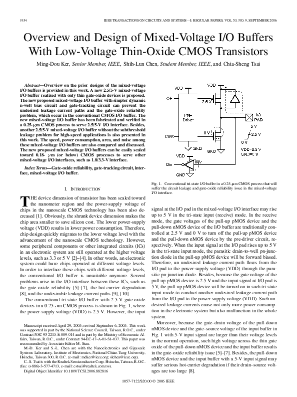 (PDF) Overview and Design of Mixed-Voltage I/O Buffers With Low-Voltage Thin-Oxide CMOS Transistors