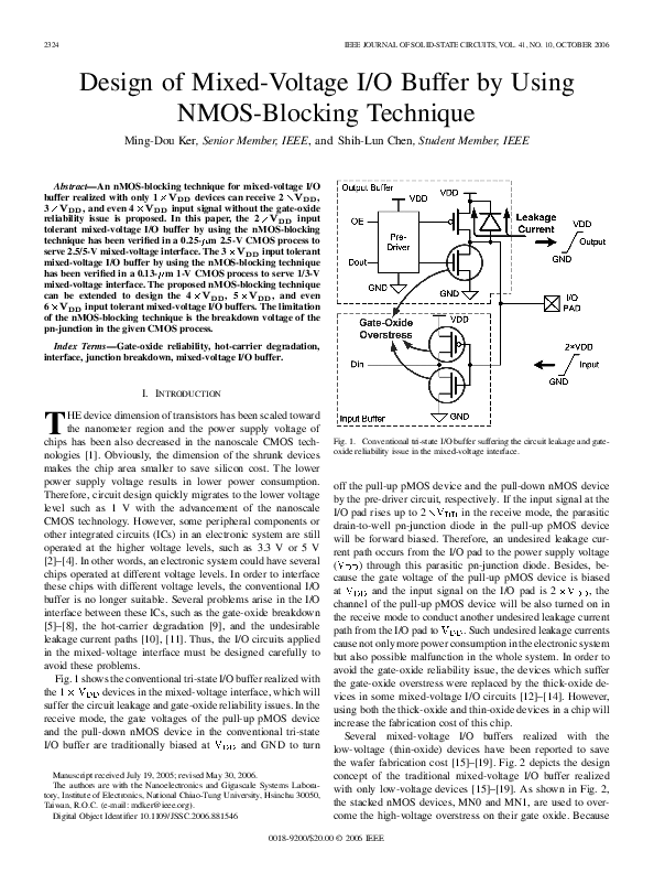 (PDF) Design of Mixed-Voltage I/O Buffer by Using NMOS-Blocking Technique