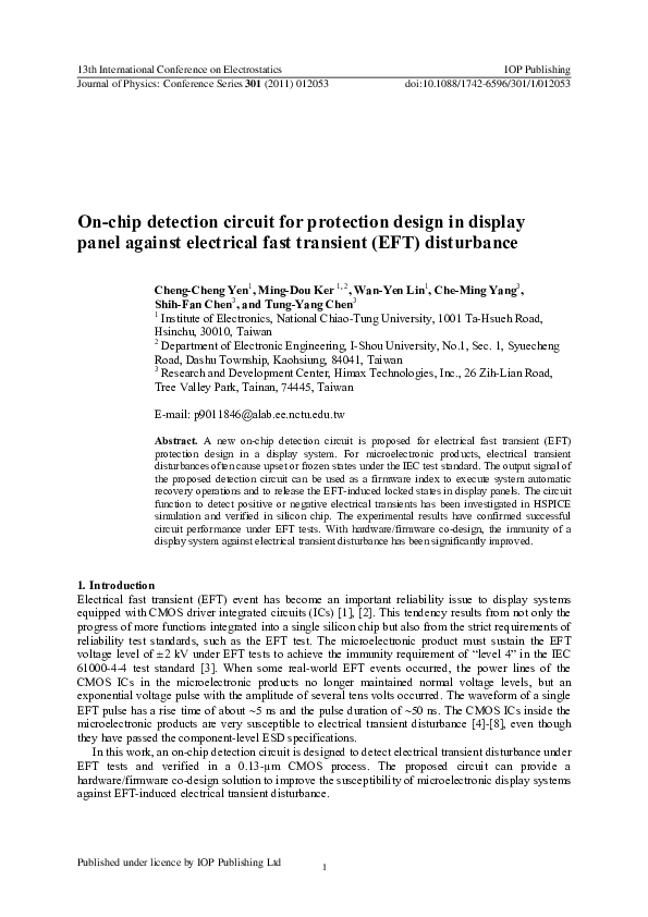 Pdf On Chip Detection Circuit For Protection Design In Display Panel